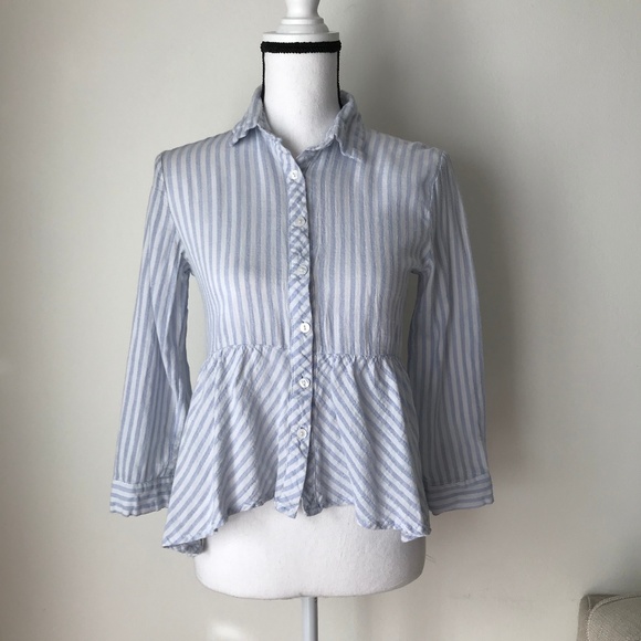 Love Notes | Tops | Love Notes Blue White Striped Button Down Top ...
